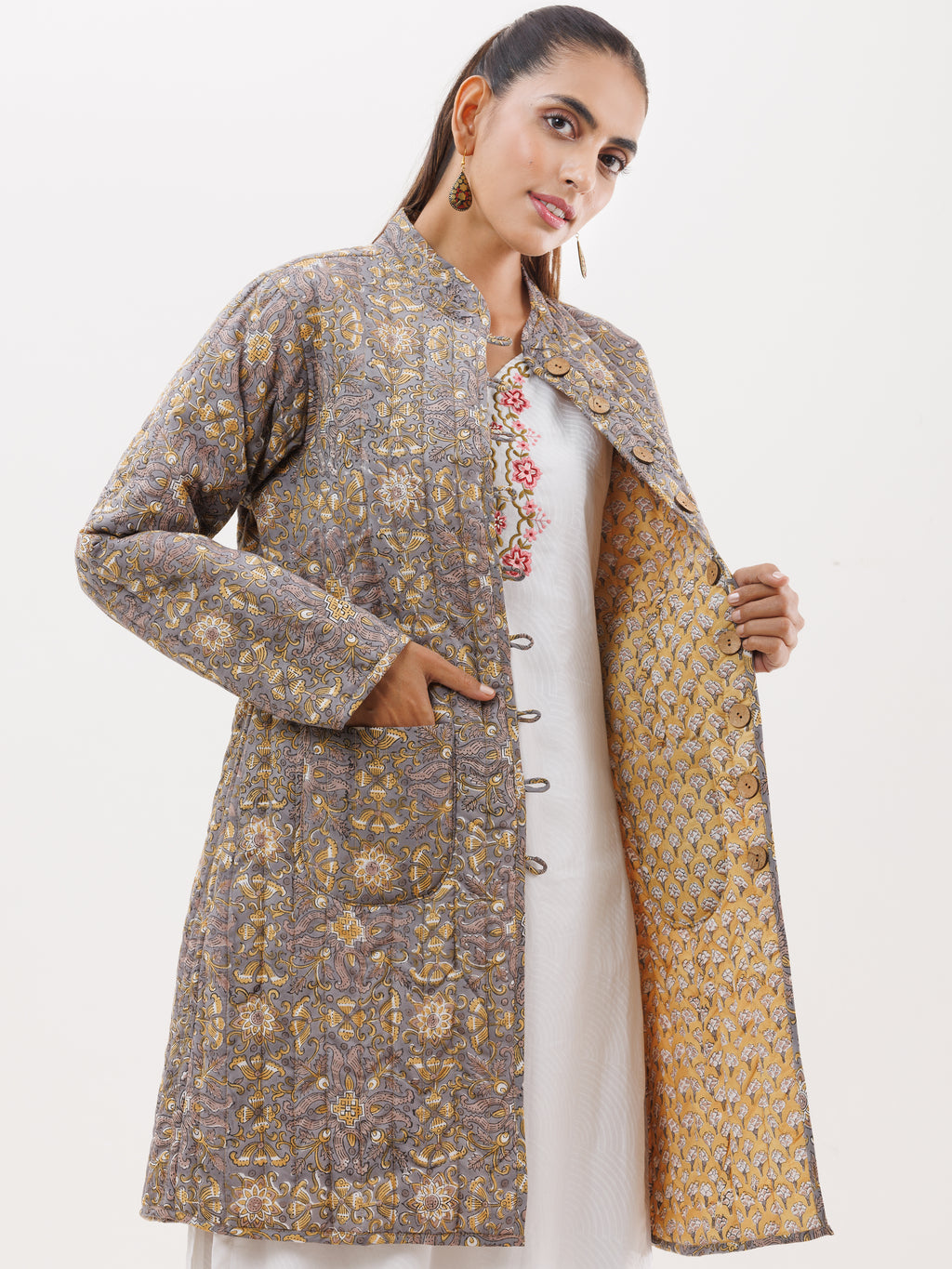 Shishir Pari Quilted Reversible Jacket – InduBindu