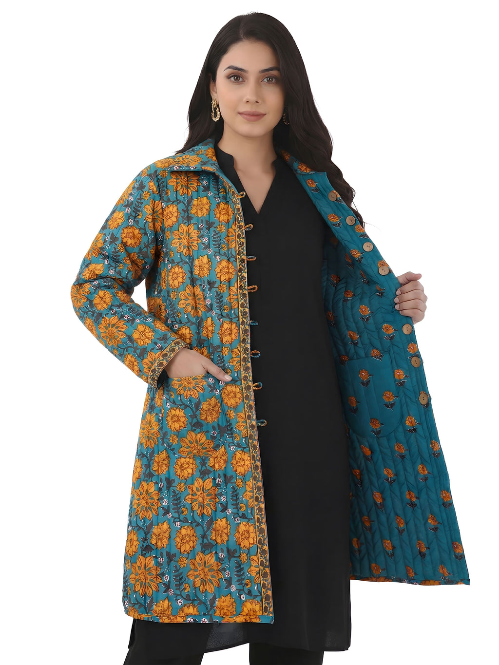 Shishir Pari Quilted Reversible Jacket – InduBindu