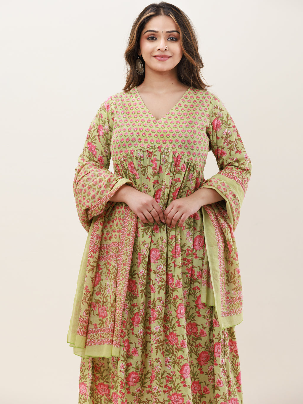 Gazal Ruksar Set Of Anarkali Pants Dupatta – InduBindu