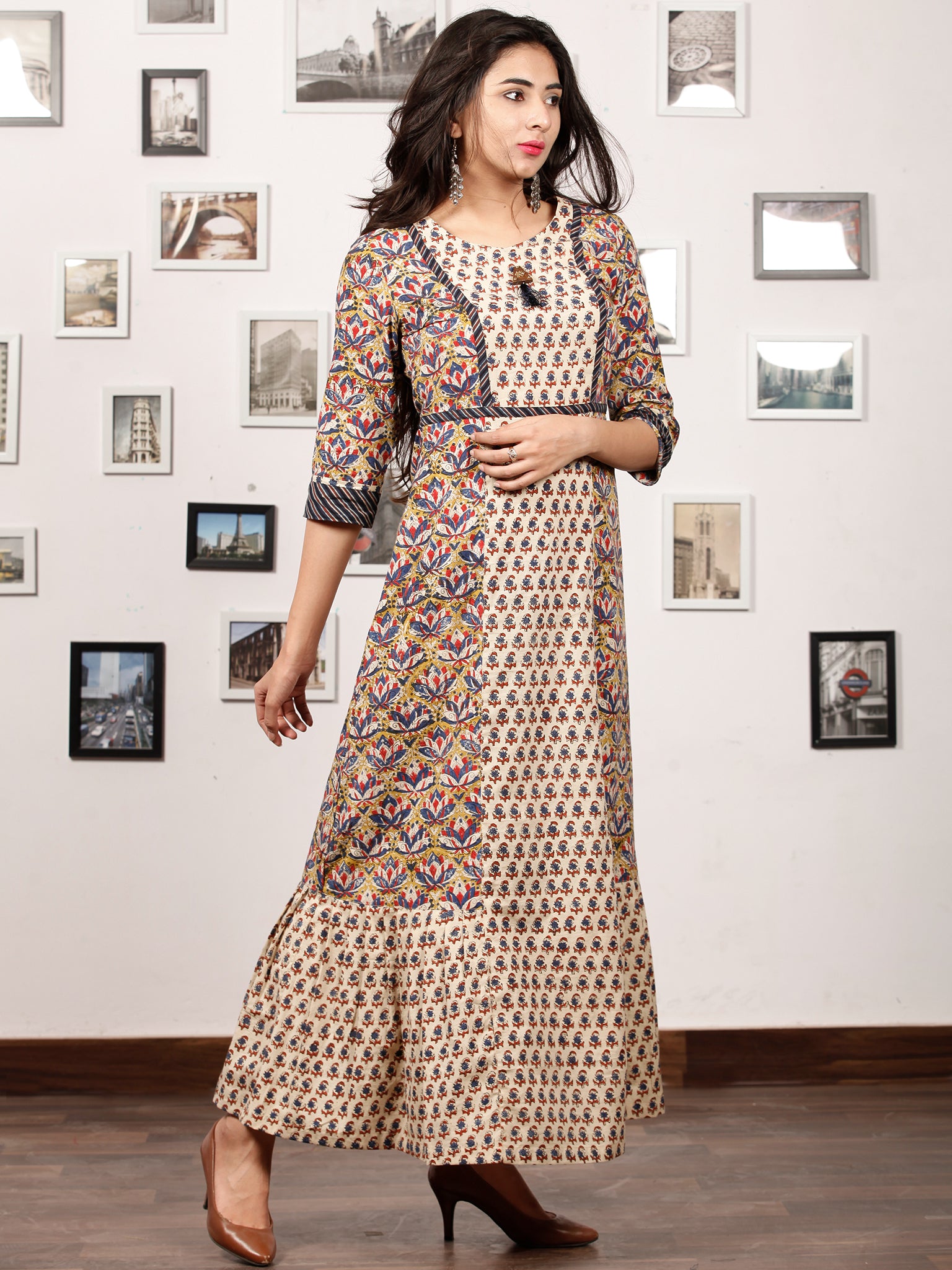 CHOTI BUTI - Hand Block Printed Cotton Long Dress - D351F1383 – InduBindu