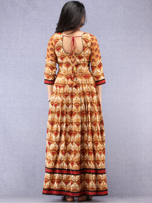 Naaz Mehran - Hand Block Mughal Printed Long Cotton Embroidered Dress ...