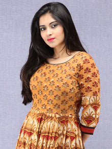 Naaz Mehran - Hand Block Mughal Printed Long Cotton Embroidered Dress ...